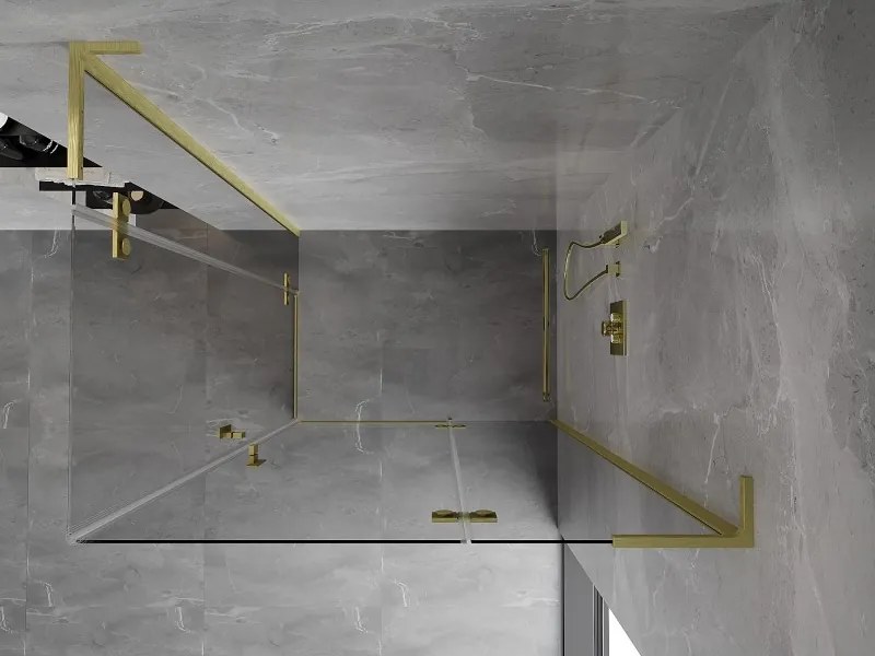 Mexen Mist-H L Duo, 2-křídlý sprchový kout 110 x 115 cm, čiré sklo, zlatý matný profil, 8A5L-110L-115P-55-00