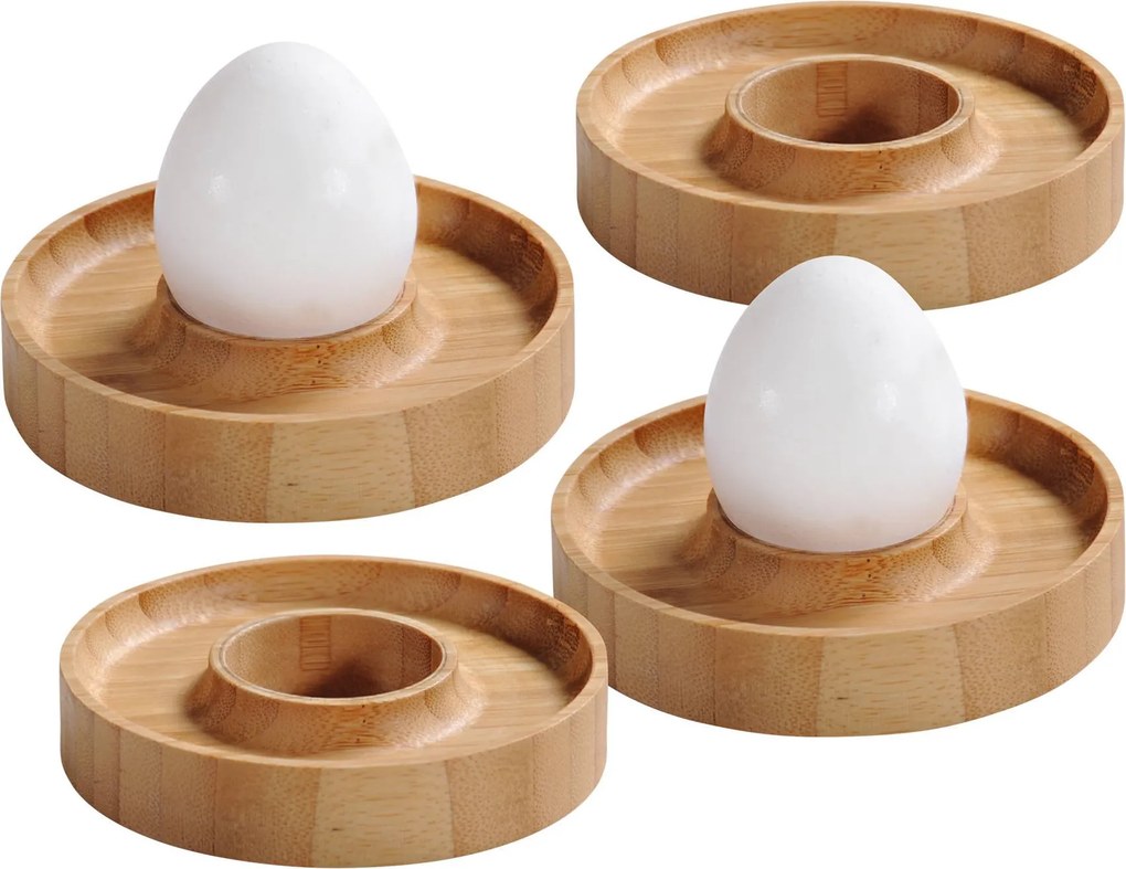 Stojánek na vajíčko, 4 kusy v sadě, Ø 10 cm, bambus, KESPER
