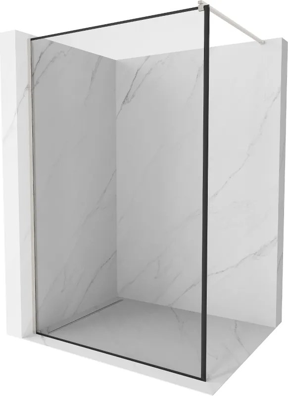 Mexen Kioto, sprchová zástěna Walk-In 130 x 200 cm, 8mm čiré sklo černý vzor, broušená ocel profil, 800-130-101-97-70