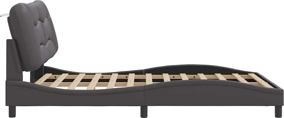 Rám postele bez matrace Hvar šedý 140x190 cm umělá kůže 3207998