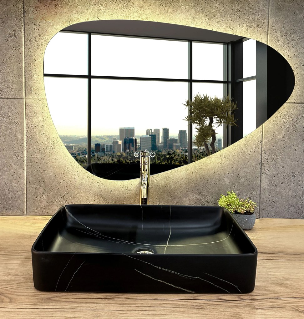 Rea Denis Black Stone umyvadlo, 62 x 35 cm, černá, REA-U6510