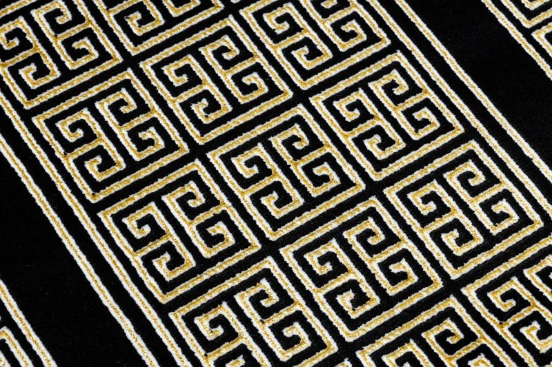 Dywany Łuszczów, Běhoun Gloss 6776 86 greek black/gold, 60x300, žlutá, kancelář