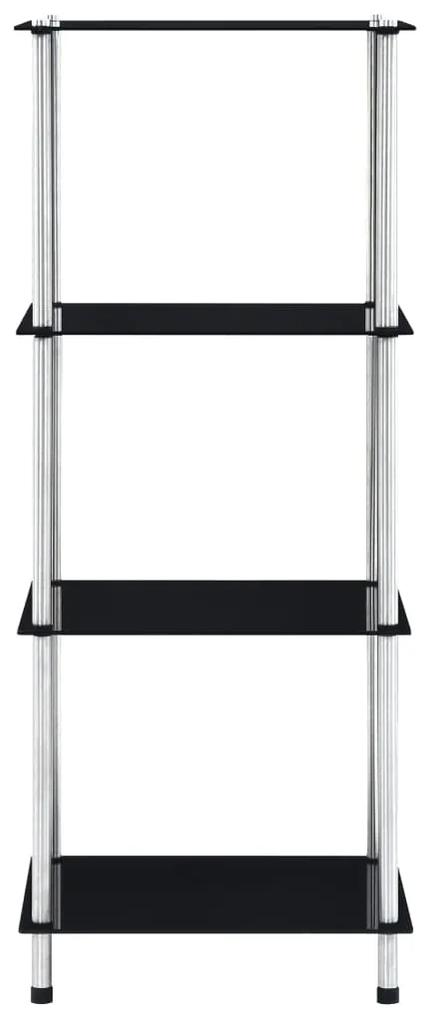 vidaXL 4patrová police černá 40 × 40 × 100 cm tvrzené sklo