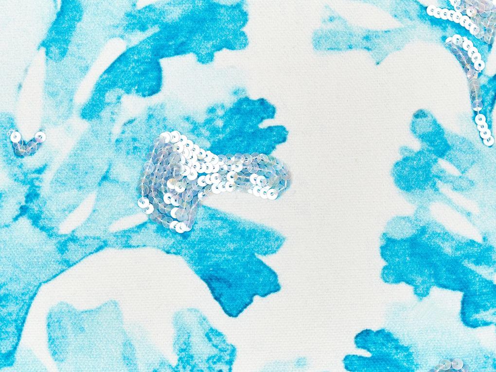 Bavlněný polštář s korálovým vzorem 45 x 45 cm bílý/modrý ROCKWEED Beliani