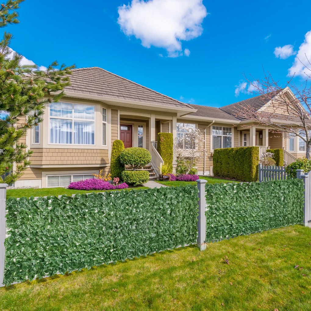 Outsunny Privacy Hedge Umělý živý plot pro zahradní terasu Nástěnná dekorace Tmavě zelená 300x100cm Snadná péče a odolnost vůči UV záření