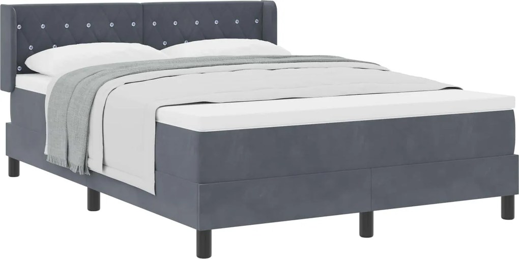 Postel s boxspringem s čelo Tmavě šedá 200 x 160 cm samet 3341421