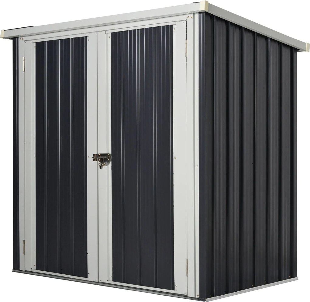 Outsunny Zahradní Kůlna 1,26 m² 147x86x134 cm Kovová Zahradní Kůlna se 2 Dveřmi a Zámkem pro Úložiště Nářadí na Terase Černá | Aosom