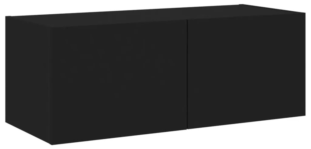 Nástěnná TV skříňka s LED osvětlením černá 80 x 35 x 31 cm - Default Title