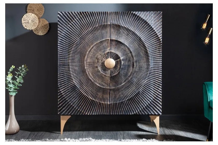 Massive home | Designová vysoká komoda Black Golden Sunset 120cm
