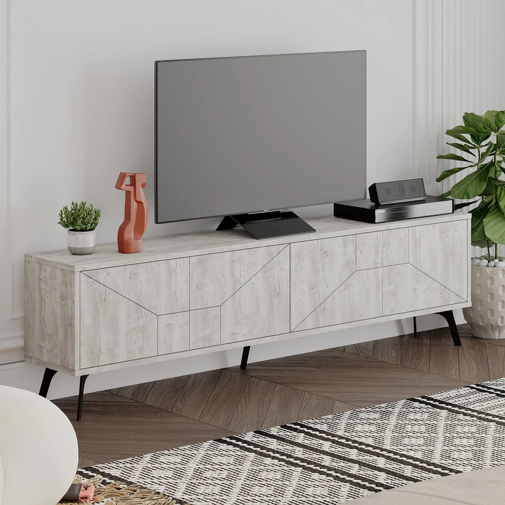 KALUNE DESIGN dřevěný TV stolek DUNE bílý 50x180 cm 855DTE3097