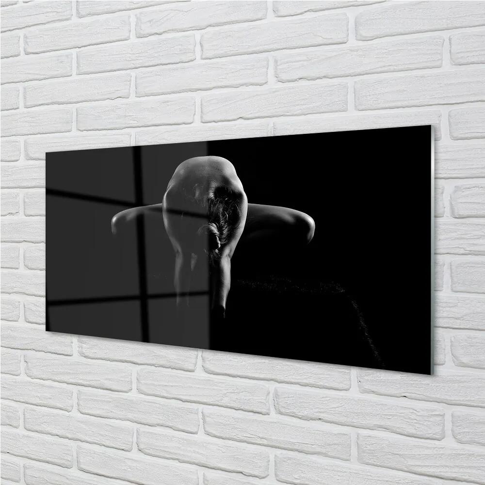 Obraz na skle Žena černé a bílé 125x50 cm
