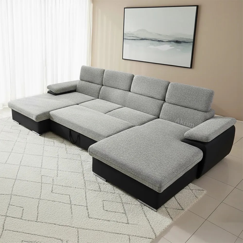 Sedací souprava COOL III | 191x350x191 cm | rozkládací + 2x úložný prostor | šedo tmavě tyrkysová 18/24