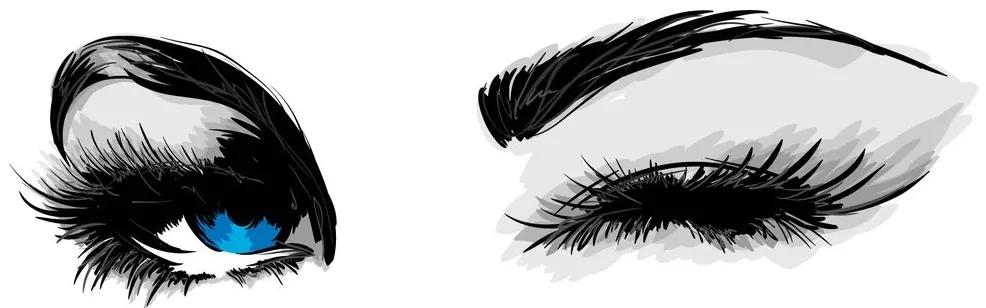 Tapeta mrkající ženské oči - 375x250 cm