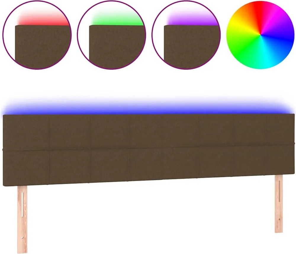 Čelo postele s LED tmavě hnědé 180x5x78/88 cm textil 3121629