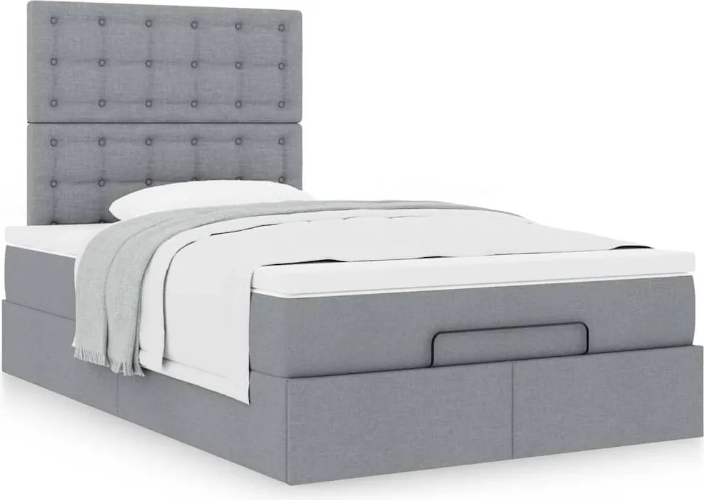 Osmanský rám postele s matrací světle šedá 120x190 cm textil 3313306