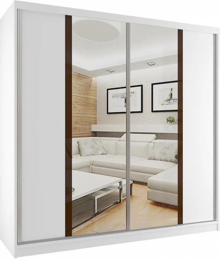 Bílá šatní skříň s posuvnými dveřmi Grimy 200 cm