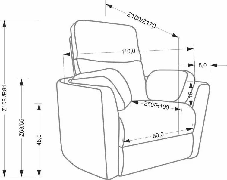 Polohovací křeslo Selden, zelená
