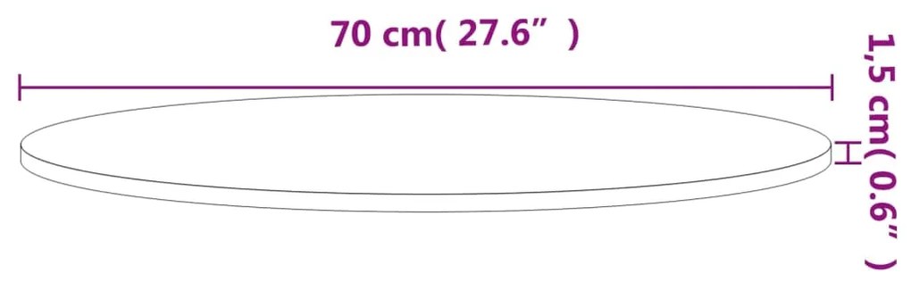 Stolní deska Ø 70 x 1,5 cm kulatá masivní bukové dřevo - Default Title