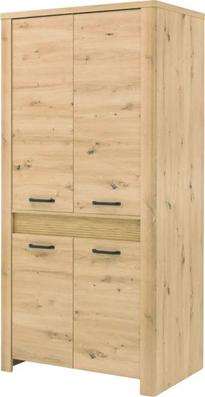 Skříň čtyřdveřová s led osvětlením Moris 96x200x60 cm Dub artisan