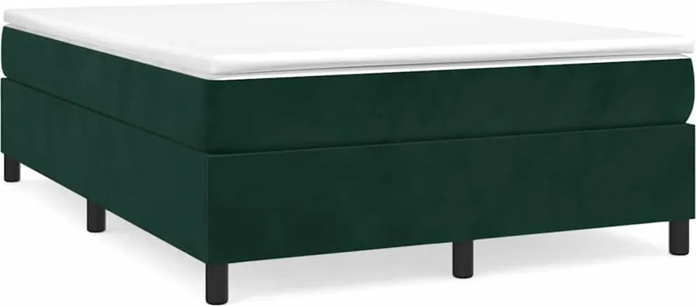 Box spring postel s matrací tmavě zelená 140x200 cm samet 3144684