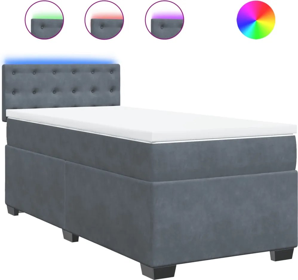 Box spring postel s matrací tmavě šedá 80 x 200 cm samet 3288475