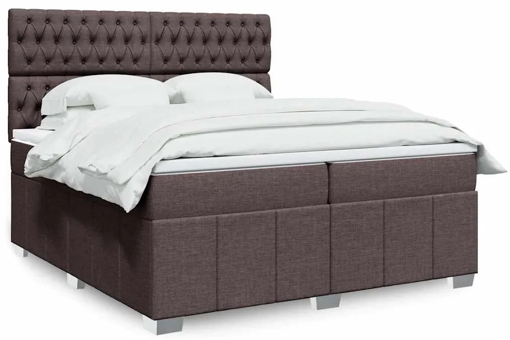 Box spring postel s matrací tmavě hnědá 200x200 cm textil