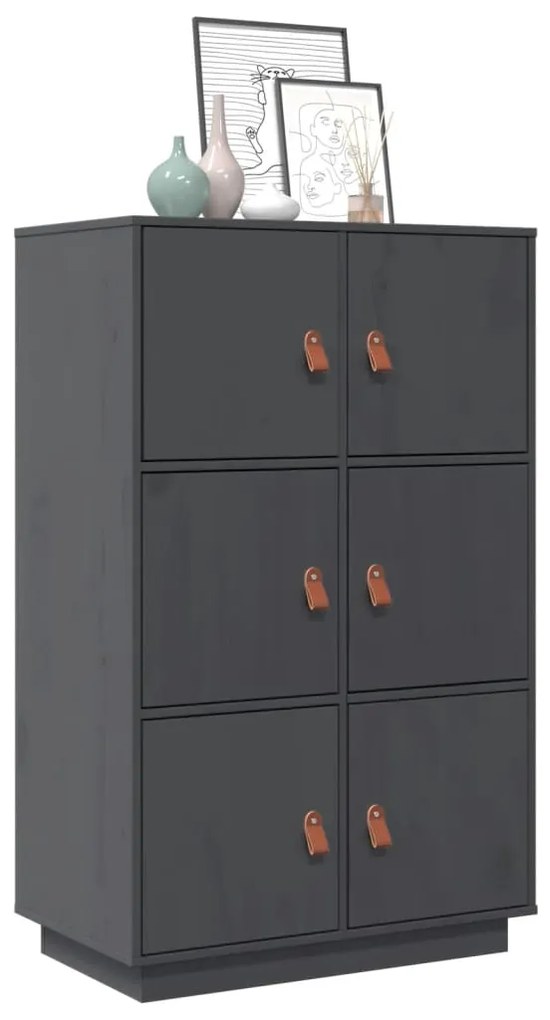 Skříň highboard šedá 67 x 40 x 108,5 cm masivní borové dřevo