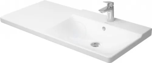 Duravit P3 Comforts - Umyvadlo do nábytku asymetrické s přepadem, 1050 mm x 500 mm, bílé - tříotvorové umyvadlo, 2334100030