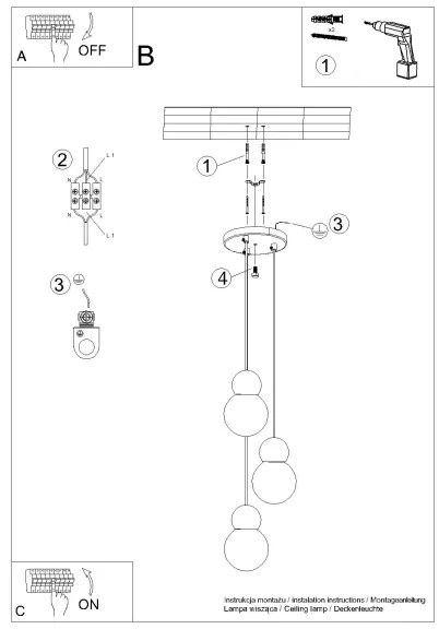 Sollux SL.1391 - Lustr na lanku PEKKA 3xG9/8W/230V bílá