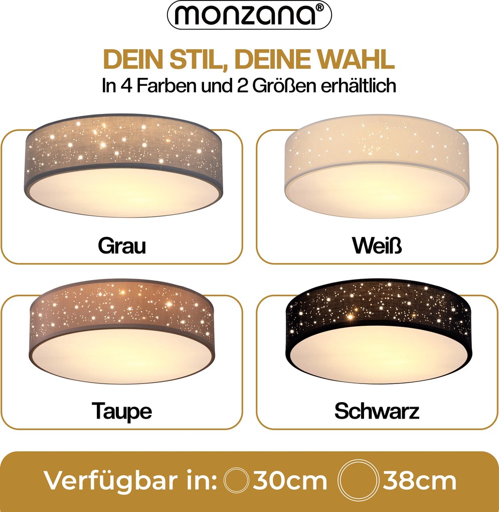 Stropní svítidlo bílý textil Ø38cm hvězdná obloha