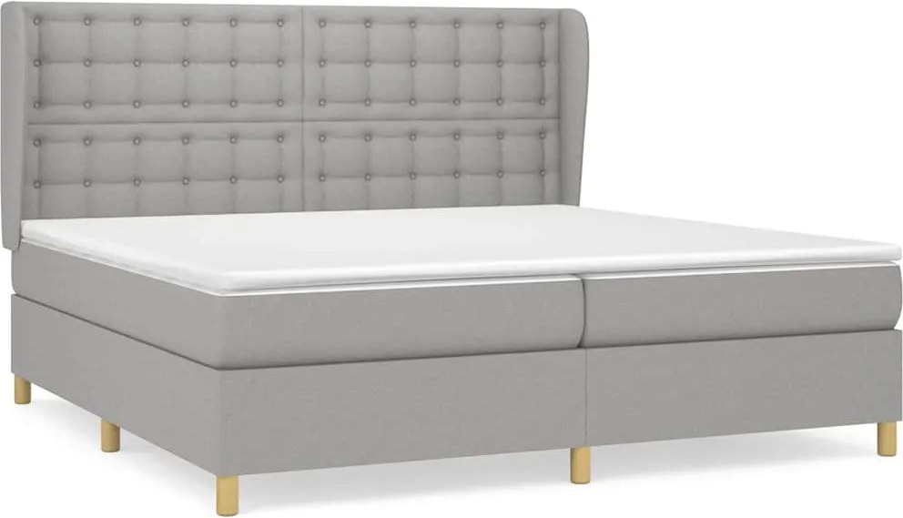 Box spring postel s matrací světle šedá 200 x 200 cm textil 3128869