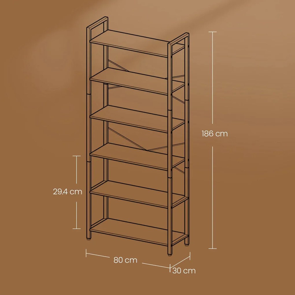 Policový regál Vasagle Luna 80 cm hnědý/černý