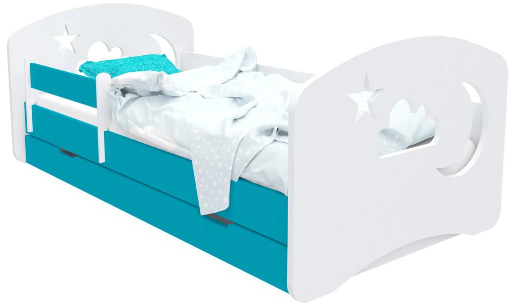 Svět pokojů Dětská postel DESIGN s výřezem - mráček a měsíc + matrace zdarma Barva: Šedá, Uložný prostor: ANO (+500 Kč), Rozměr: 140x70 cm