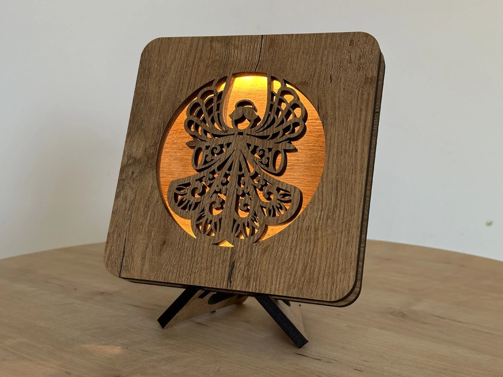 Li-Go "Anděl s krajkou" lampa 19x19cm provedení povrchu: dub světlý