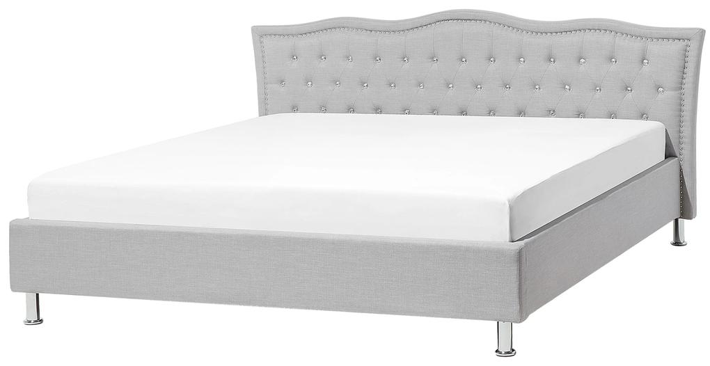 Šedá čalouněná postel Chesterfield s úložištěm 180x200 cm METZ Beliani