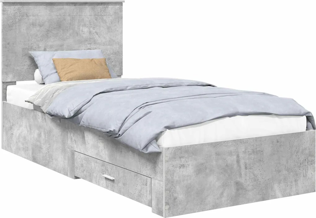 Rám postele s čelo Betonově šedá 90 x 200 cm Kompozitní dřevo 3409706