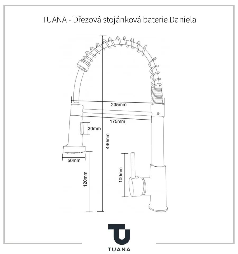 Tuana Daniela, dřezová stojánková baterie s výsuvnou hubicí, černá matná, CER-TU-428197