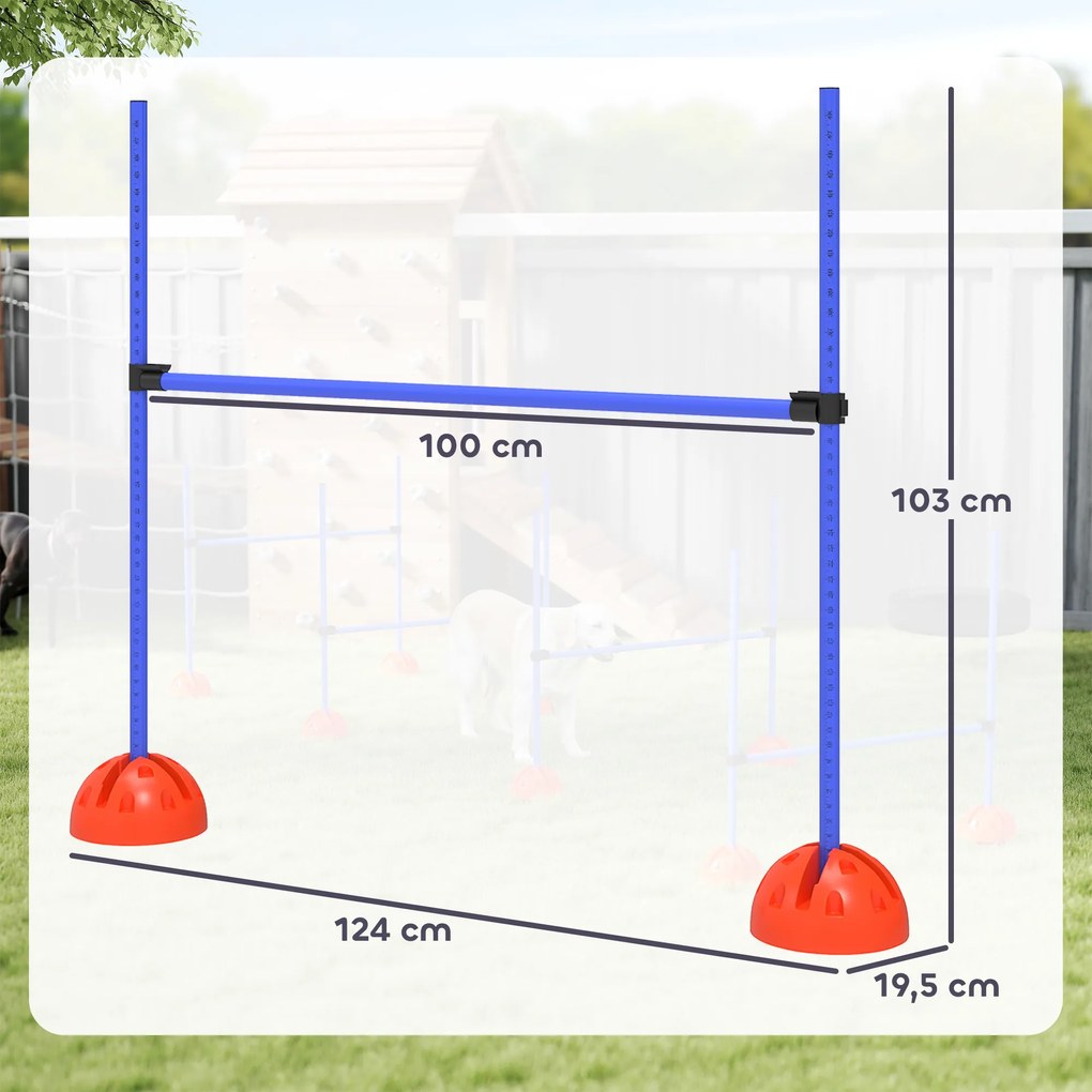 4dílná sada agility pro psy se 4 překážkami a přepravní taškou pro trénink skákání, modrá