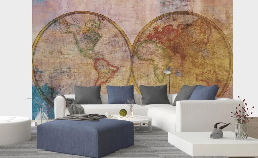 Vliesová fototapeta mapa světa globus | Lepidlo zdarma | 375 x 250 cm