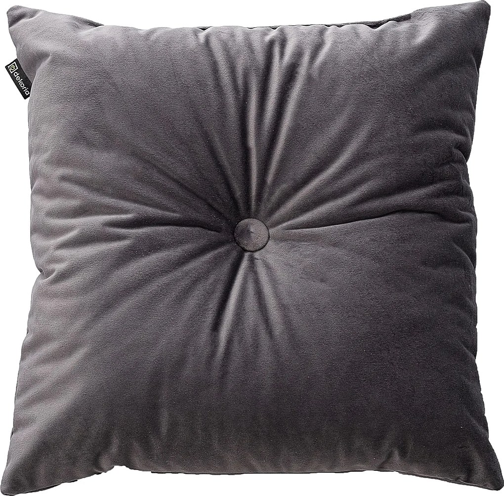 Sametový polštář Velvet s knoflíkem barva šedá látka lesklé, sametová