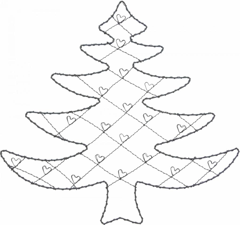 Krasilnikoff Drátěný držák na fotky Christmas Tree, šedá barva, kov