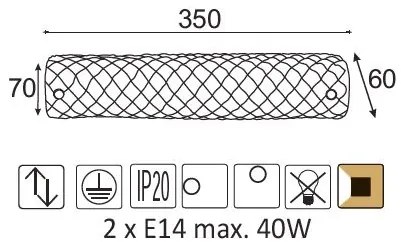 ACA DECOR Přisazené svítidlo MARE max. 2x40W/E14/230V/IP20