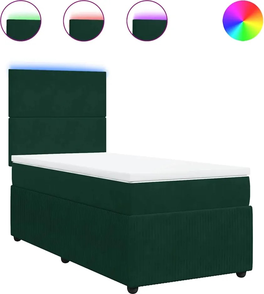 Box spring postel s matrací tmavě zelená 80 x 200 cm samet 3294487