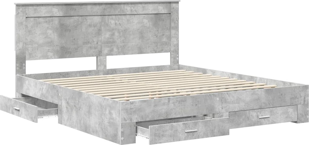 Rám postele s čelo Betonově šedá 200 x 200 cm Kompozitní dřevo 3410286