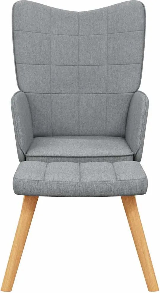 Relaxační křeslo se stoličkou světle šedé textil 327930