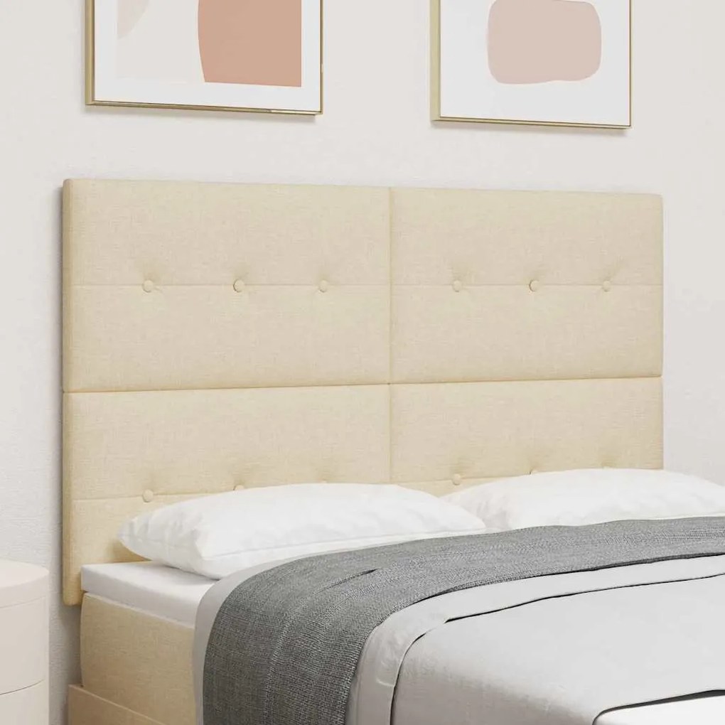 Výškově nastavitelné čelo postele s čelo Krémová 144 cm textil 3337826