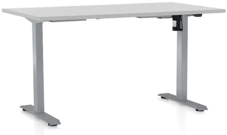Výškově nastavitelný stůl OfficeTech A, 140 x 80 cm - šedá podnož Barva: Buk