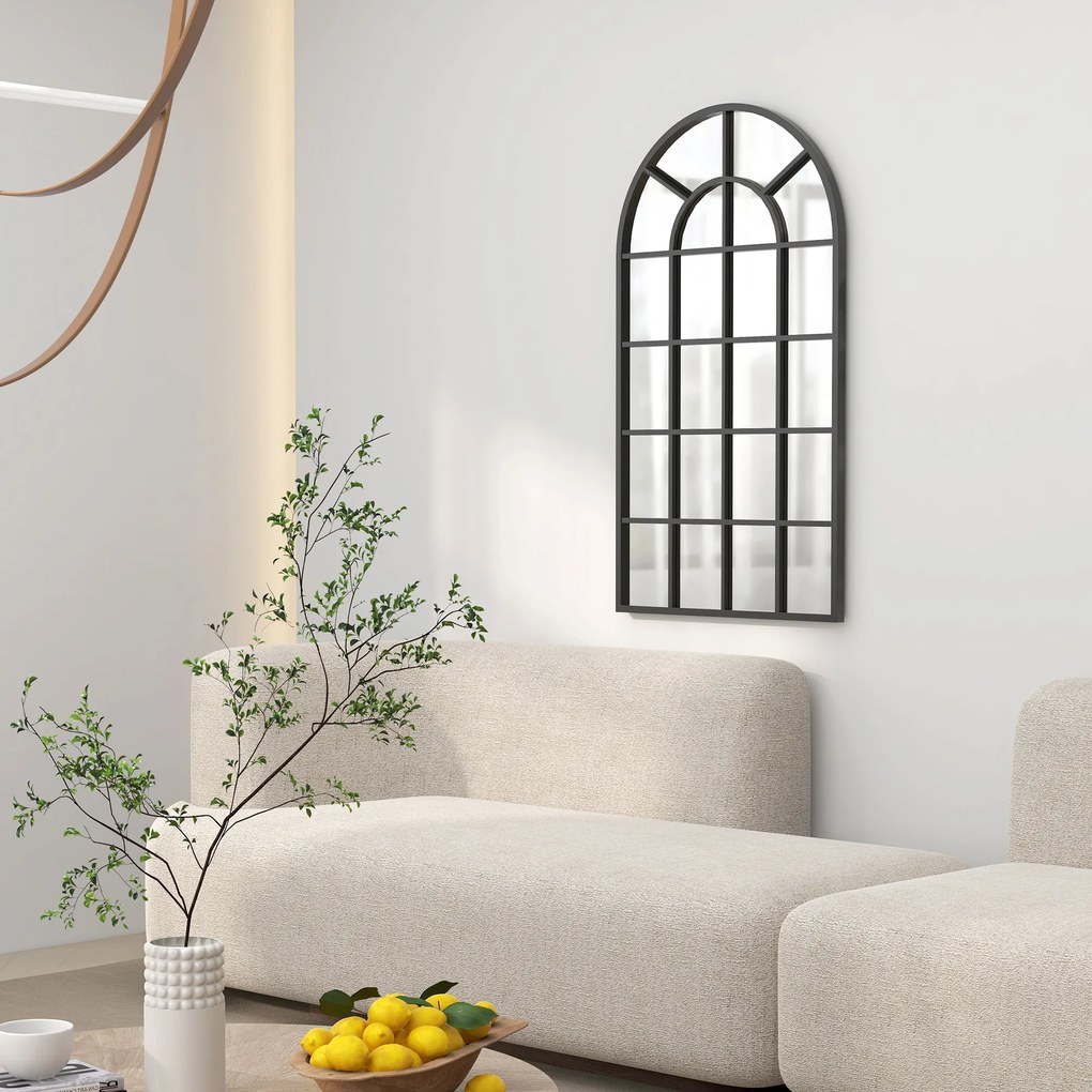 HOMCOM nástěnné zrcadlo šatní zrcadlo 110 x 62 cm zrcadlo do předsíně s kovovým rámem závěsné zrcadlo do obývacího pokoje zrcadlo do ložnice černé | …