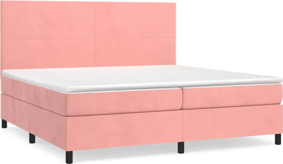 Box spring postel s matrací růžová 200x200 cm samet 3142928