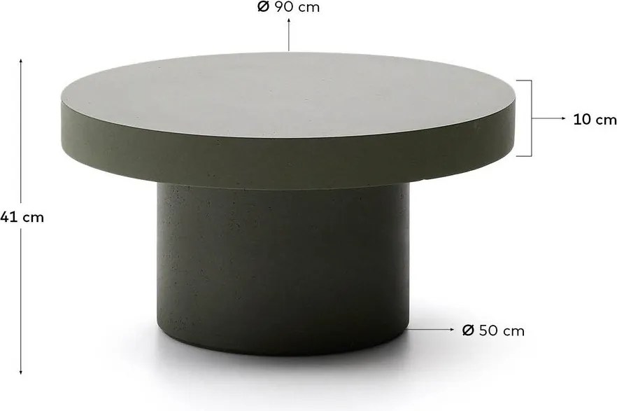 Betonový kulatý zahradní konferenční stolek ø 90 cm Aiguablava – Kave Home